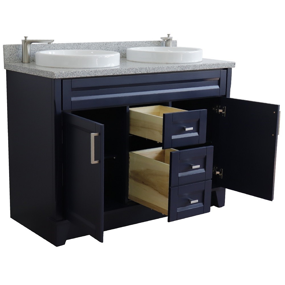 Bellaterra Home 48" Double Sink Vanity In Blue Finish With Gray Granite ...