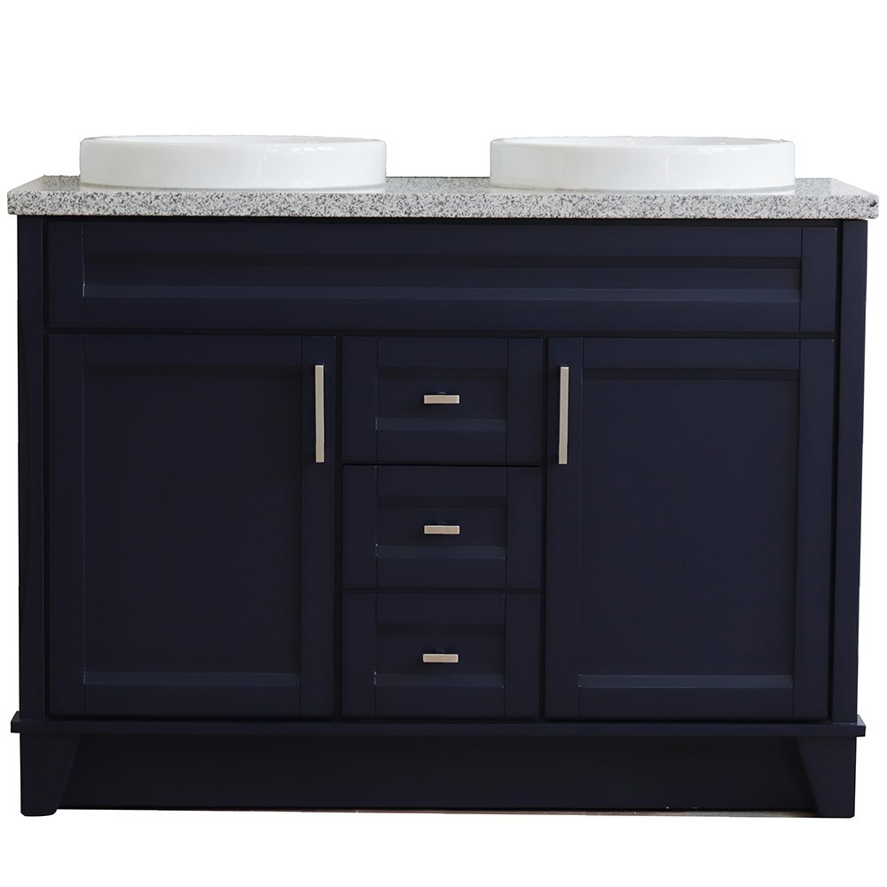 Bellaterra Home 48" Double Sink Vanity In Blue Finish With Gray Granite ...