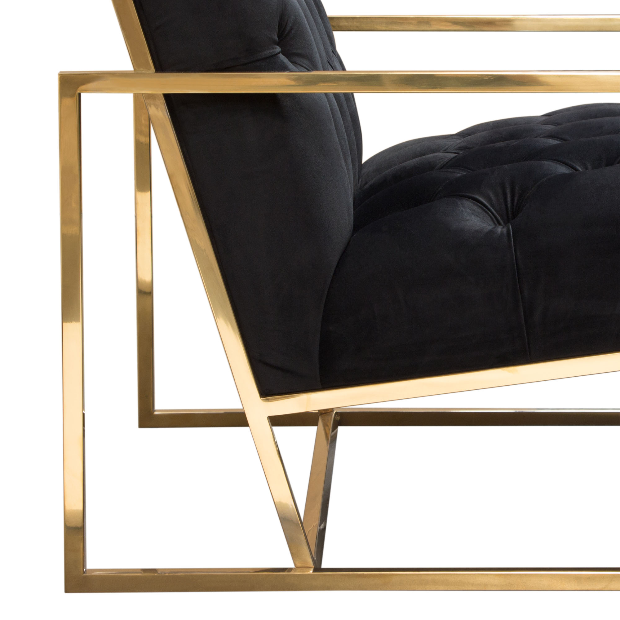 Diamond Sofa Luxe Accent Chair In Black Tufted Velvet Fabric With ...