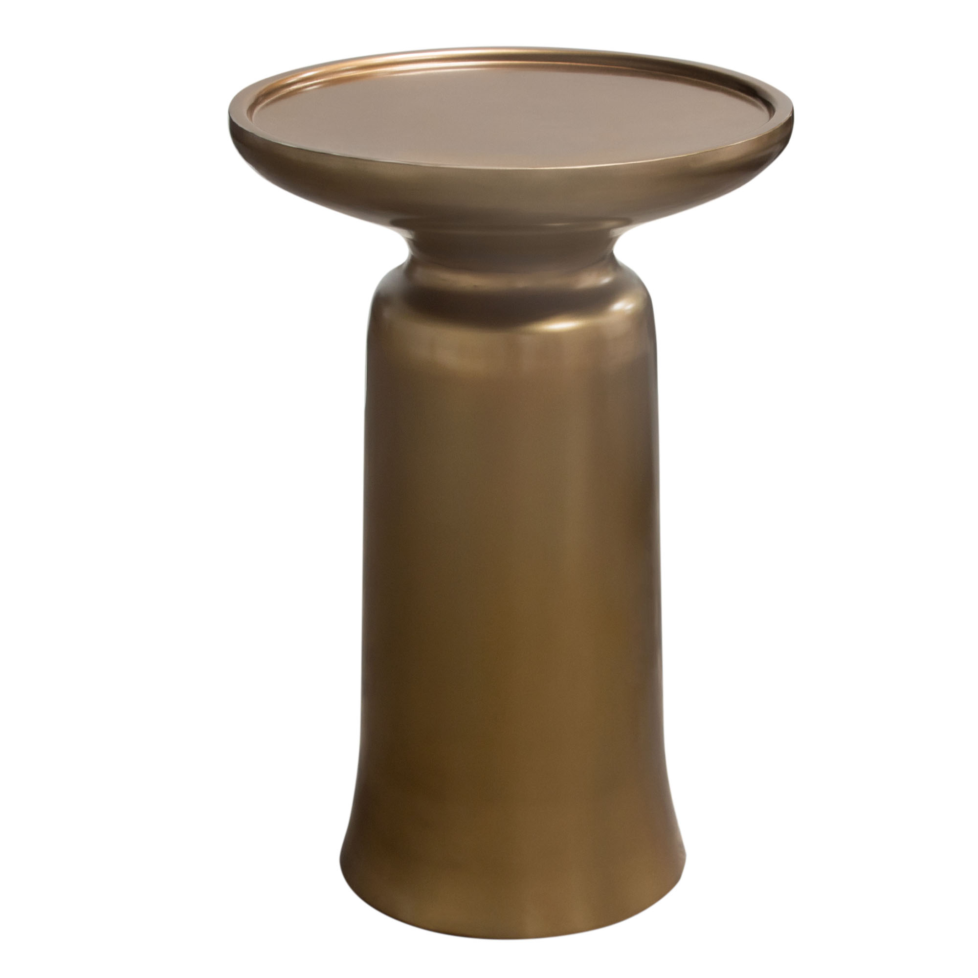 Mesa Round Pedestal Accent Table W/ Casted Aluminum Base In Gold Finish ...