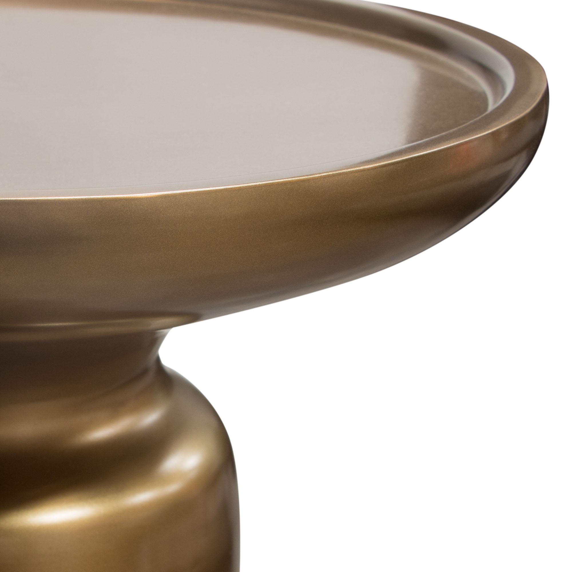 Mesa Round Pedestal Accent Table W/ Casted Aluminum Base In Gold Finish ...