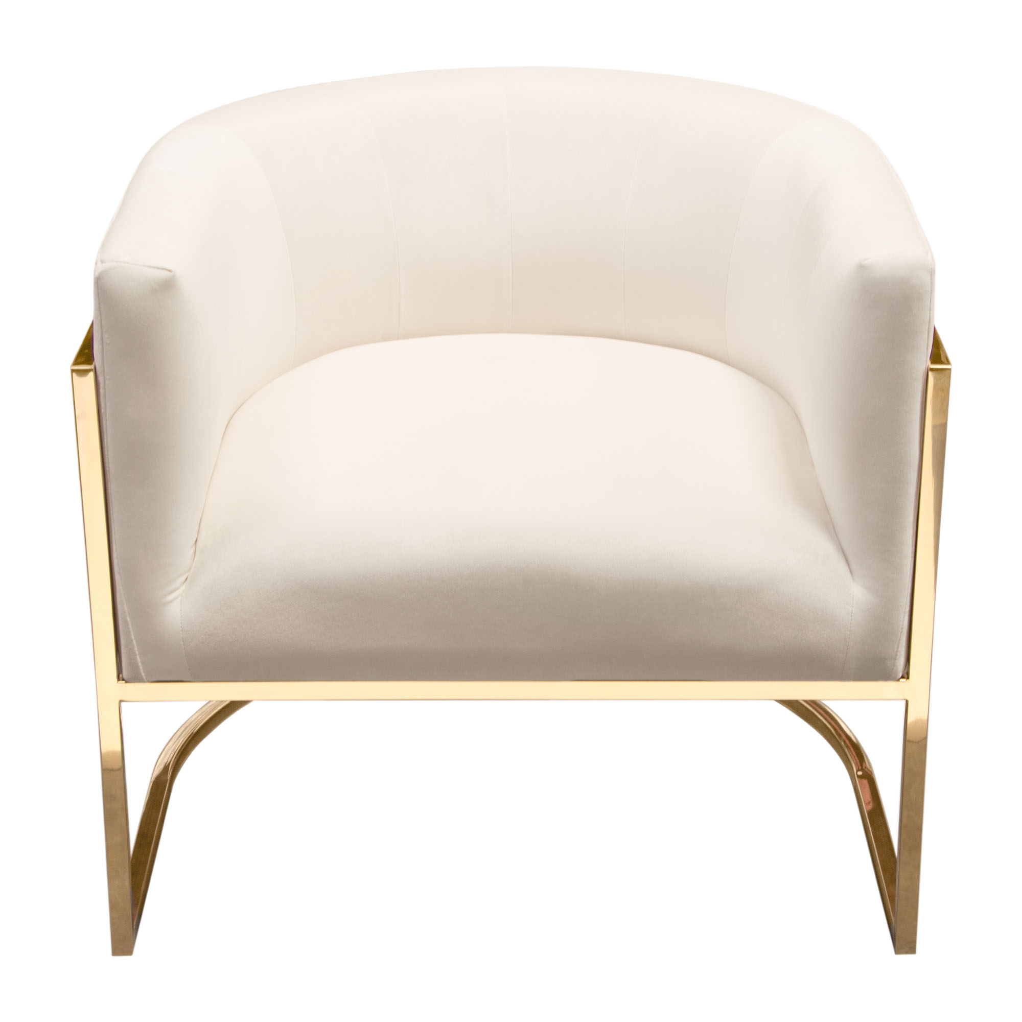 Pandora Accent Chair In Cream Velvet With Polished Gold Stainless Steel ...