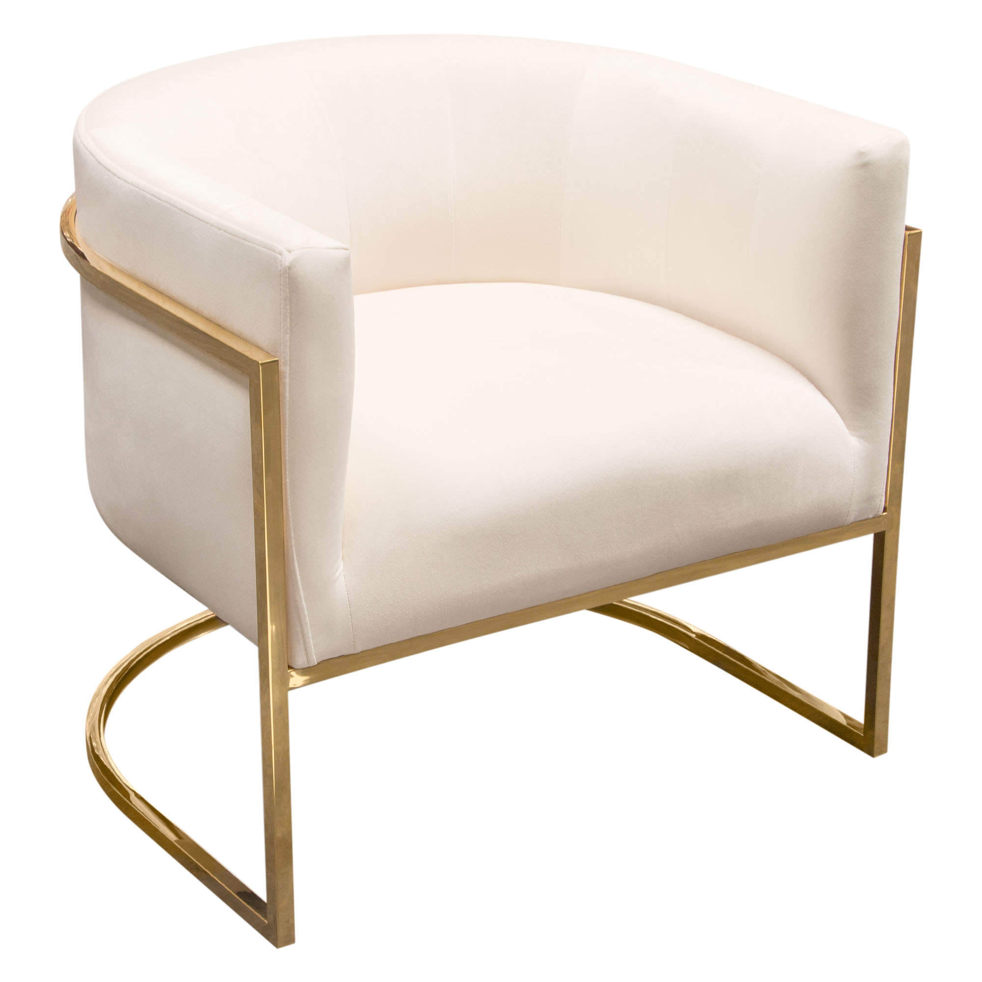 Pandora Accent Chair In Cream Velvet With Polished Gold Stainless Steel ...