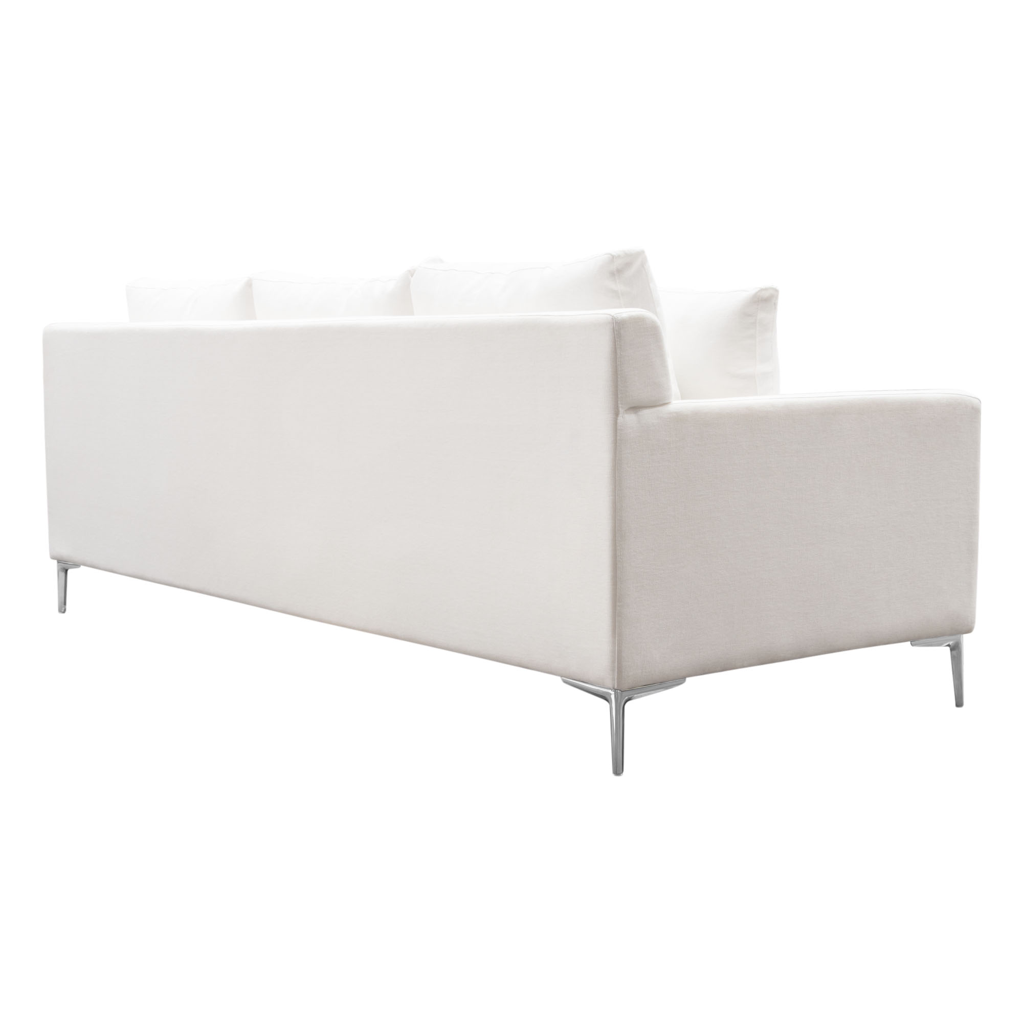 Diamond Sofa Seattle Loose Back Sofa In White Linen W/ Polished Silver ...
