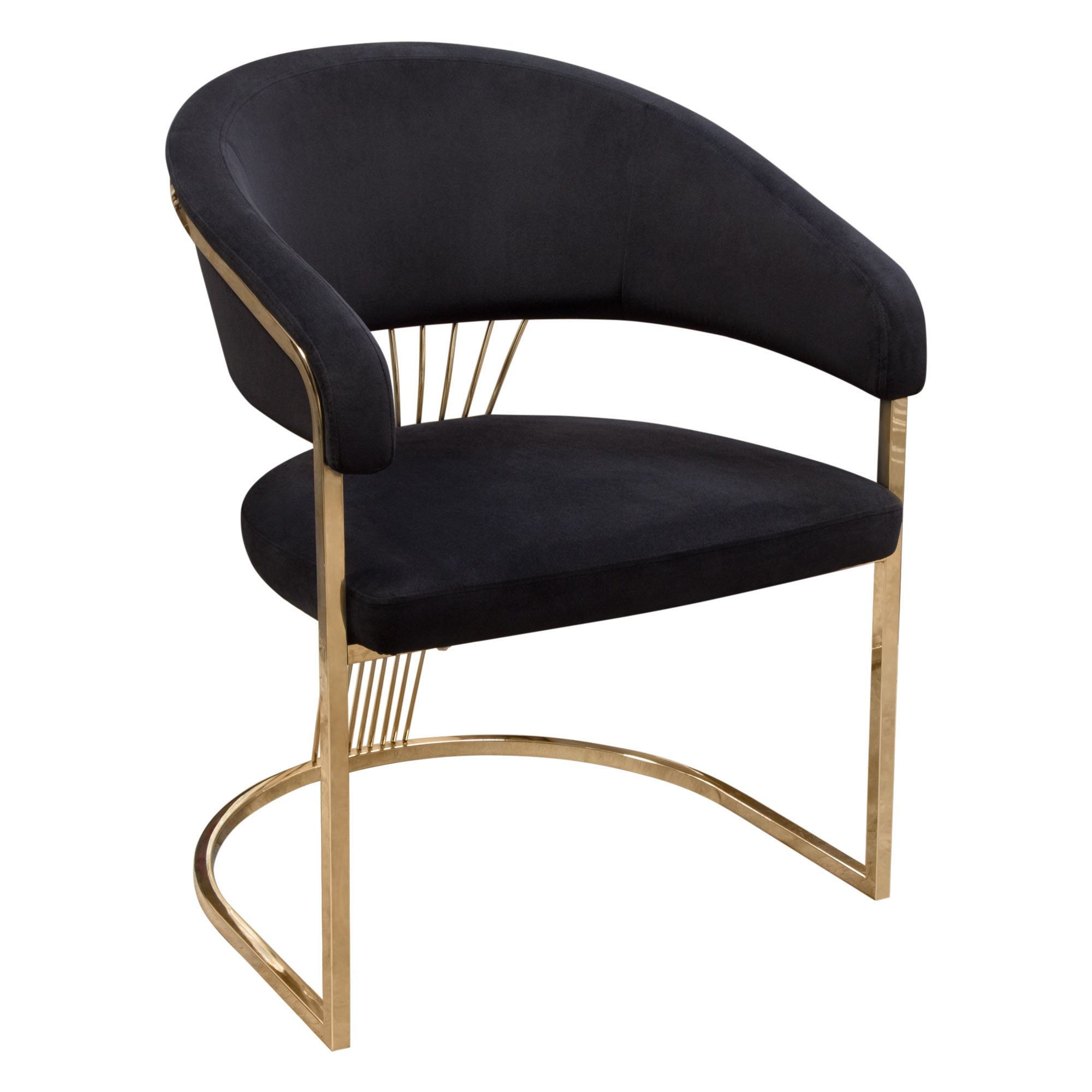 Diamond Sofa Solstice Dining Chair In Black Velvet W/ Polished Gold ...