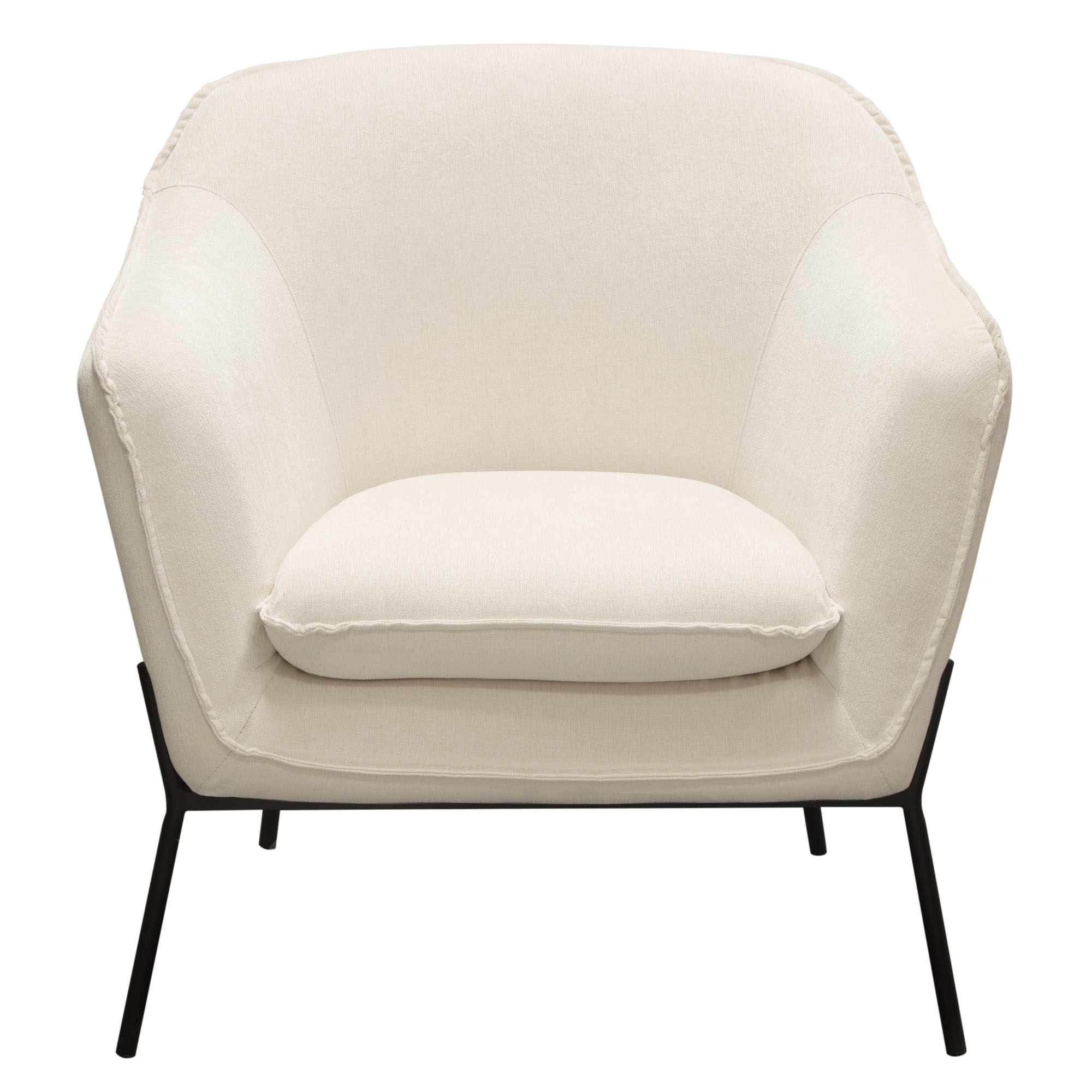 Status Accent Chair In Cream Fabric With Black Powder Coated Metal Leg ...