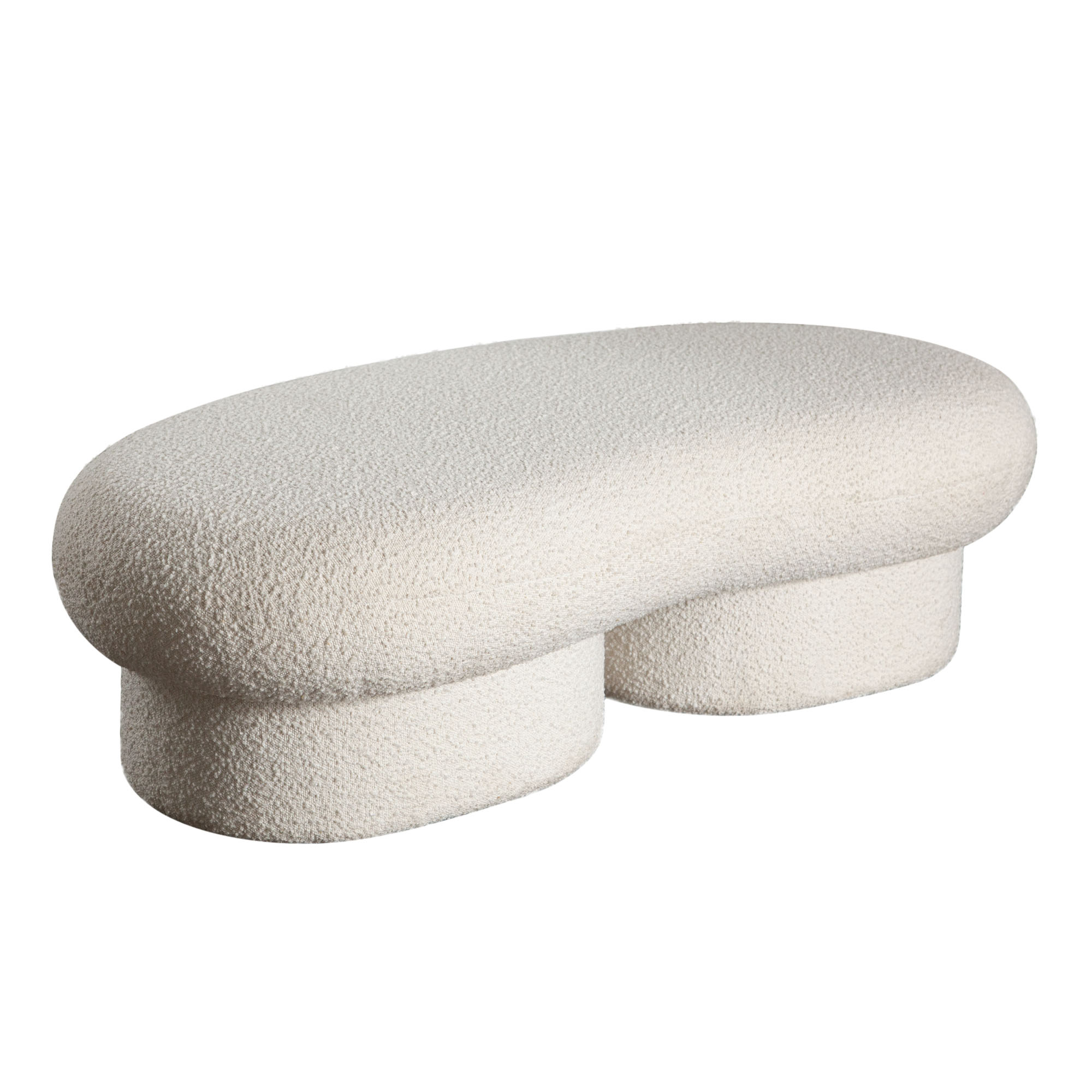Wave Curved Accent Bench In Ivory Boucle Fabric By Diamond Sofa | Benches