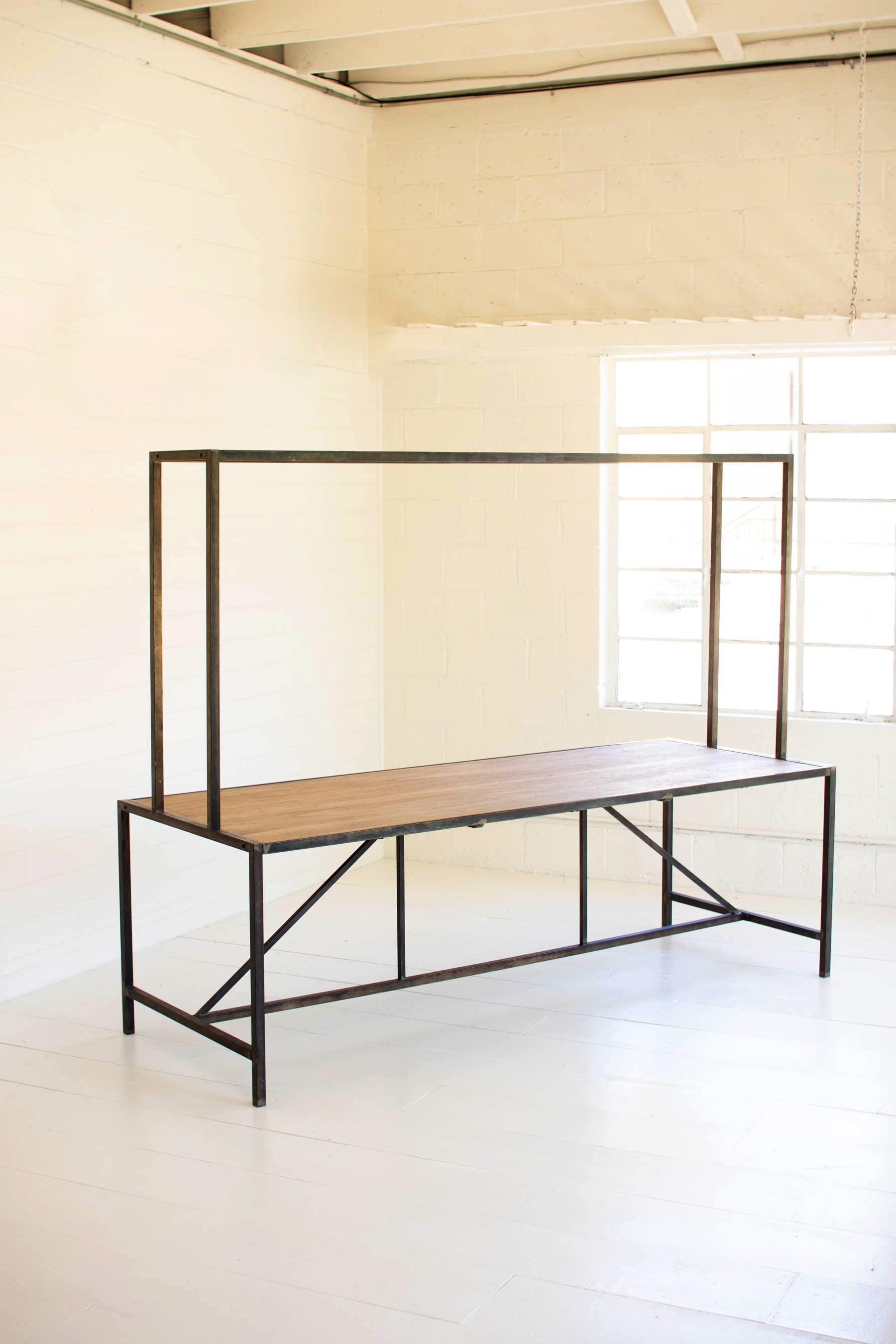 Metal Store Display Table With Wooden Top | Console Tables