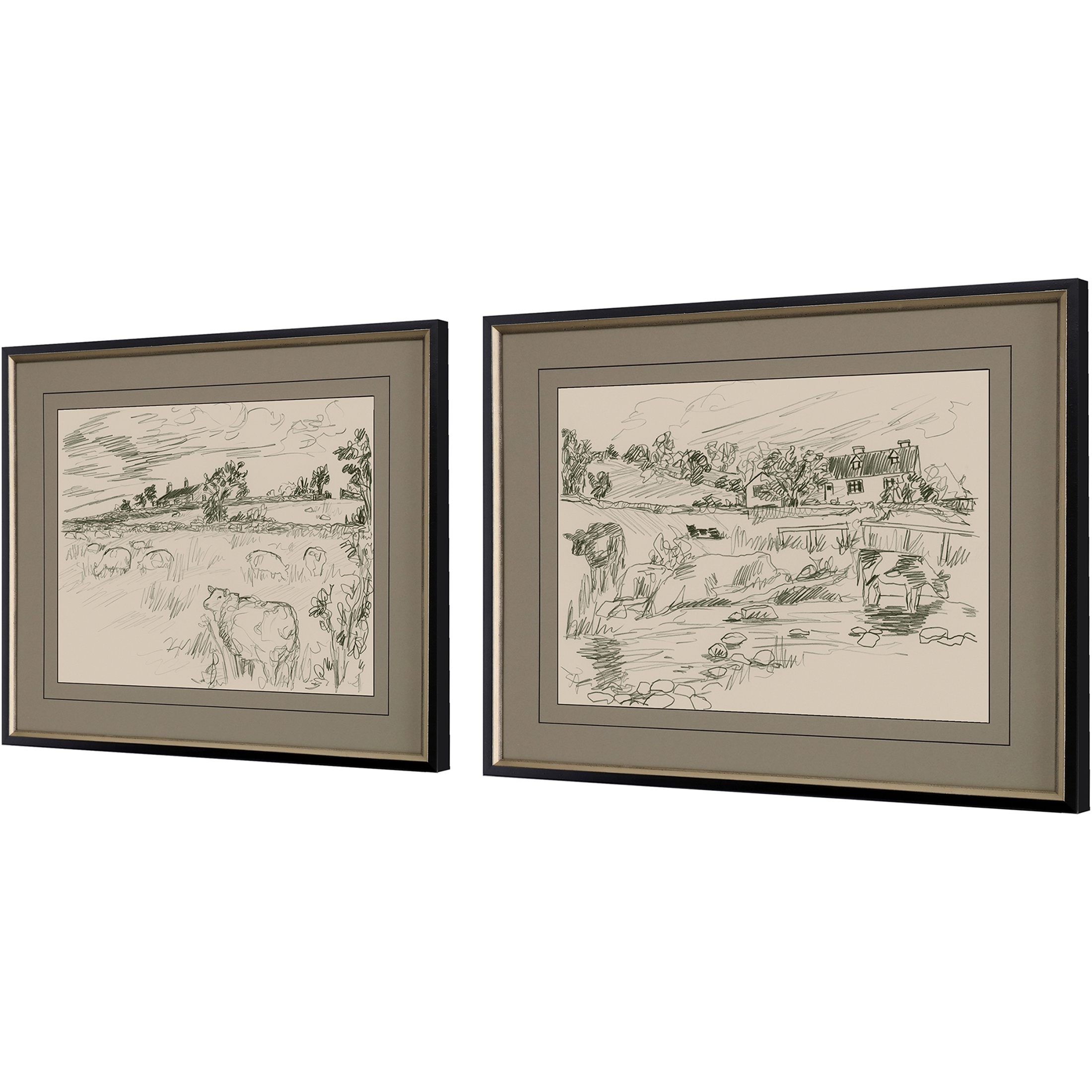 Paragon Wall Art - Sepia Scenes I S/2 Sepia Traditional Scenic Framed ...