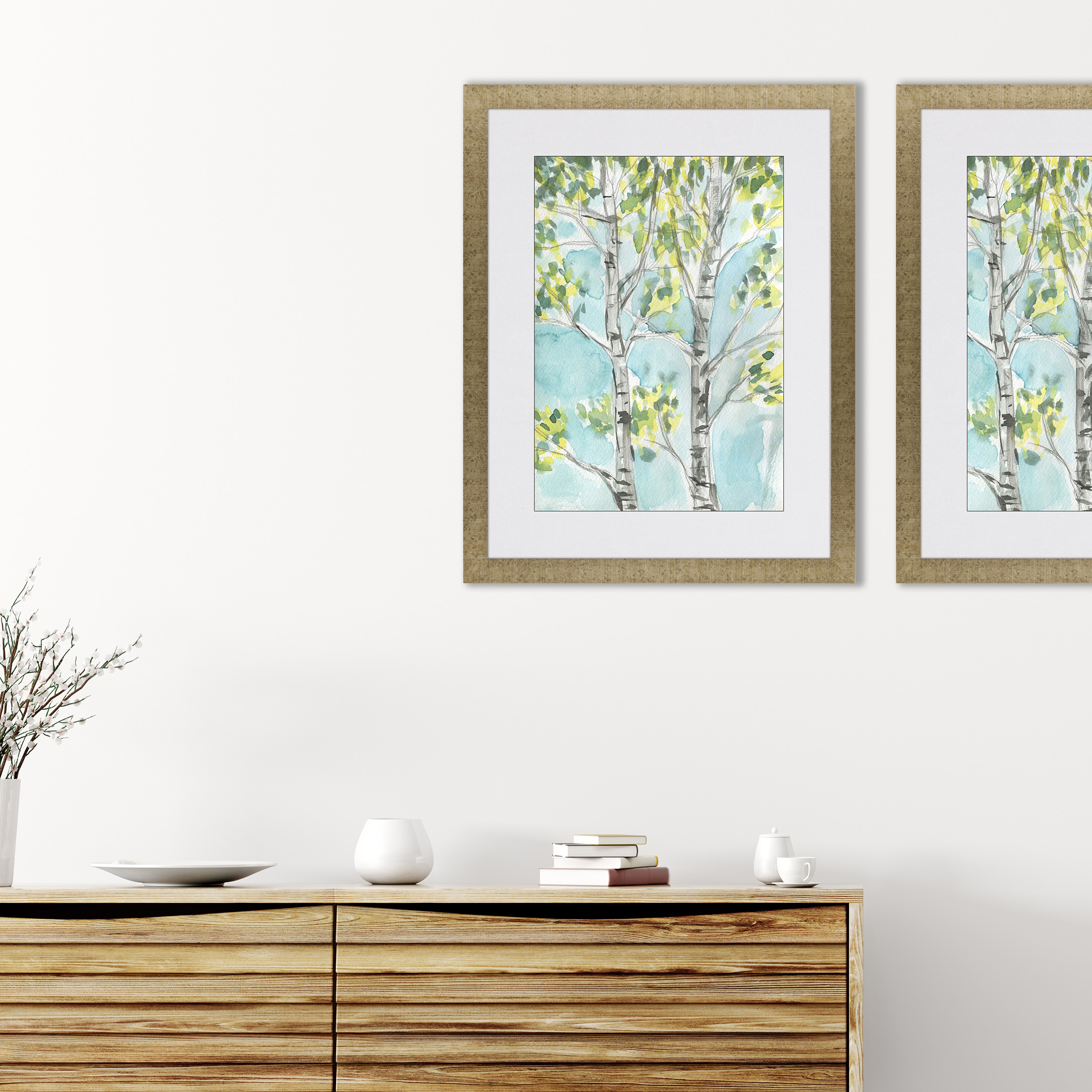 Paragon Wall Art - Birch Trees I Blue Transitional Landscapes/scenic ...