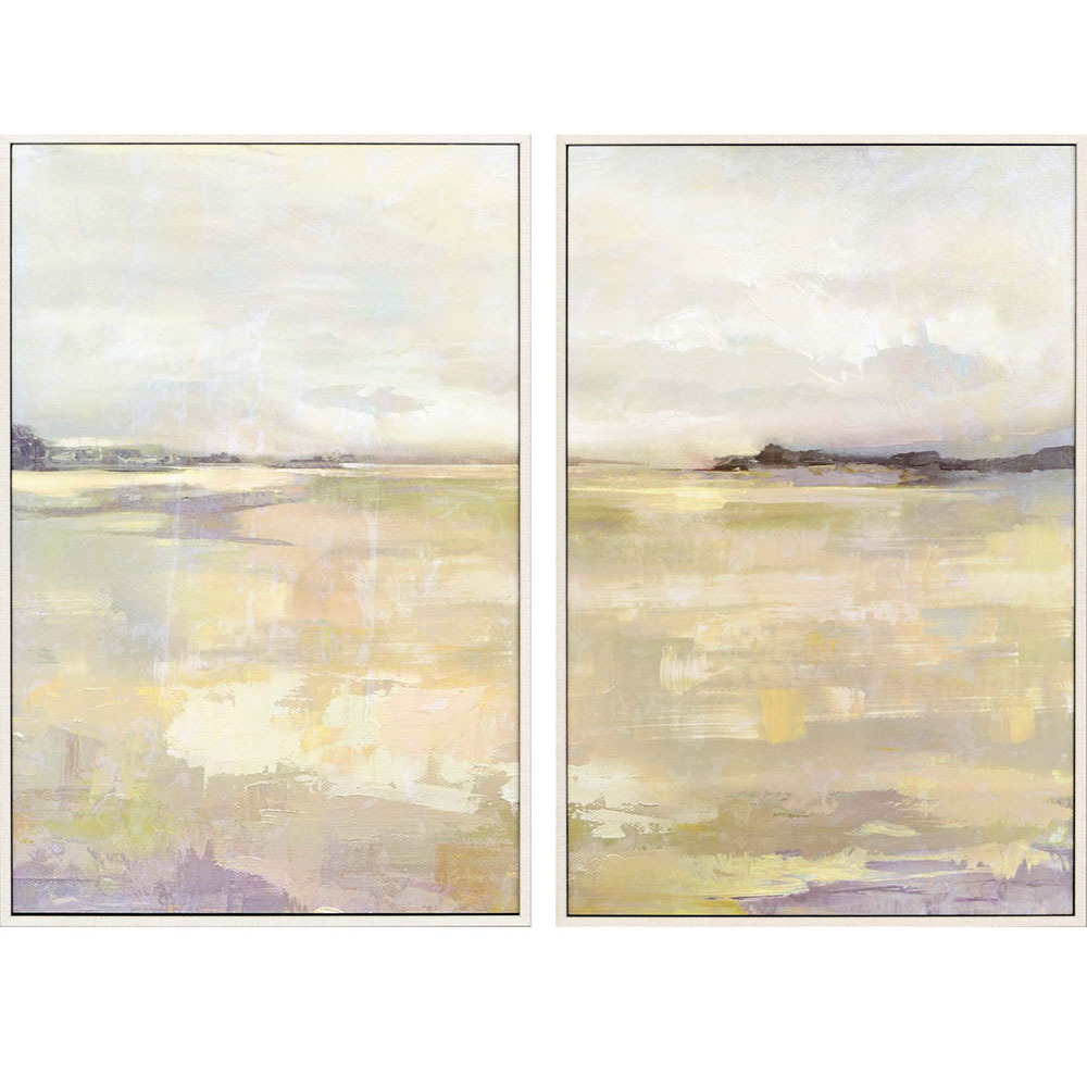 Paragon Wall Art - Dyfi S/2 Neutral Contemporary Landscapes/abstract Framed Art (32x21) Wall Art ...