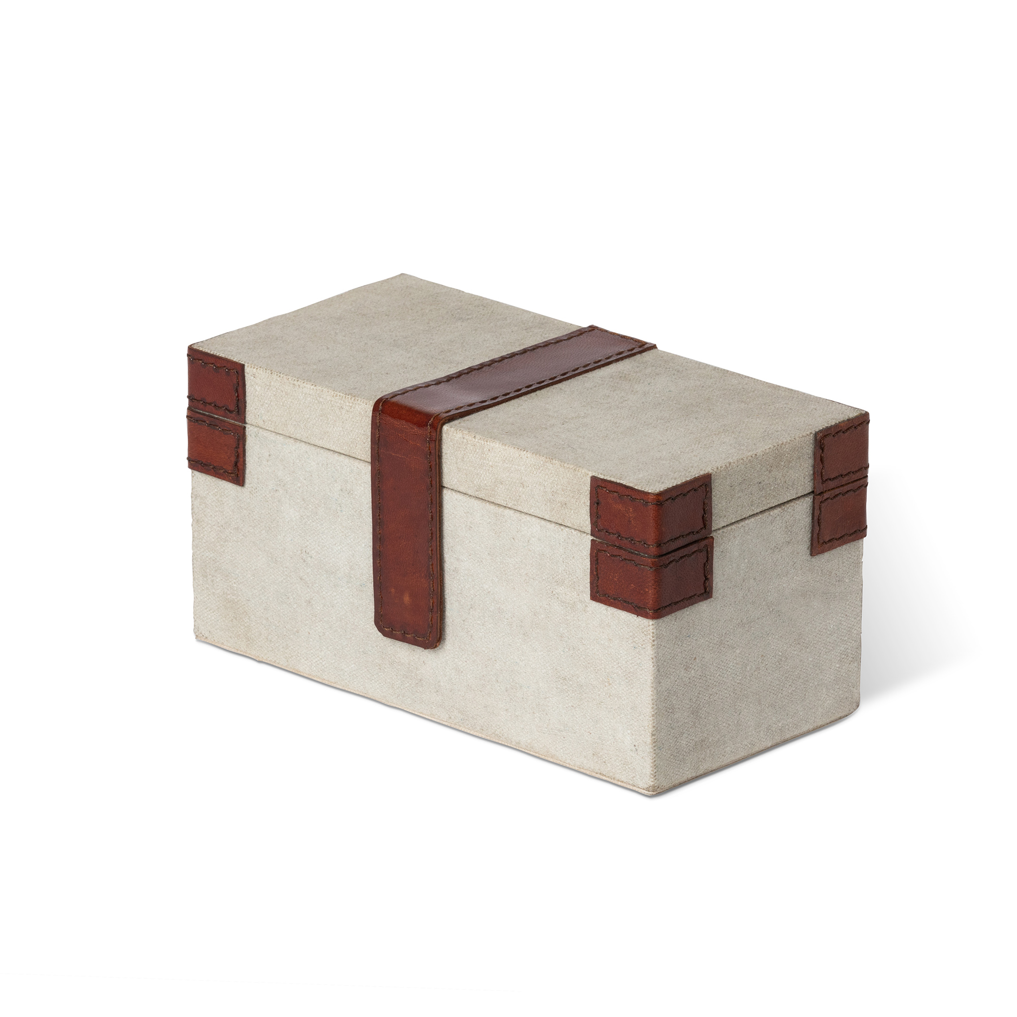 Antique Canvas Box With Genuine Leather | Storage Bins & Boxes