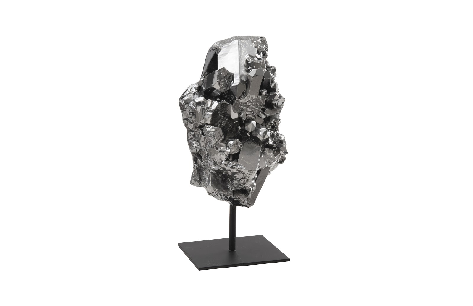 Cast Crystal On Stand, Liquid Silver, Small | Decorative Objects