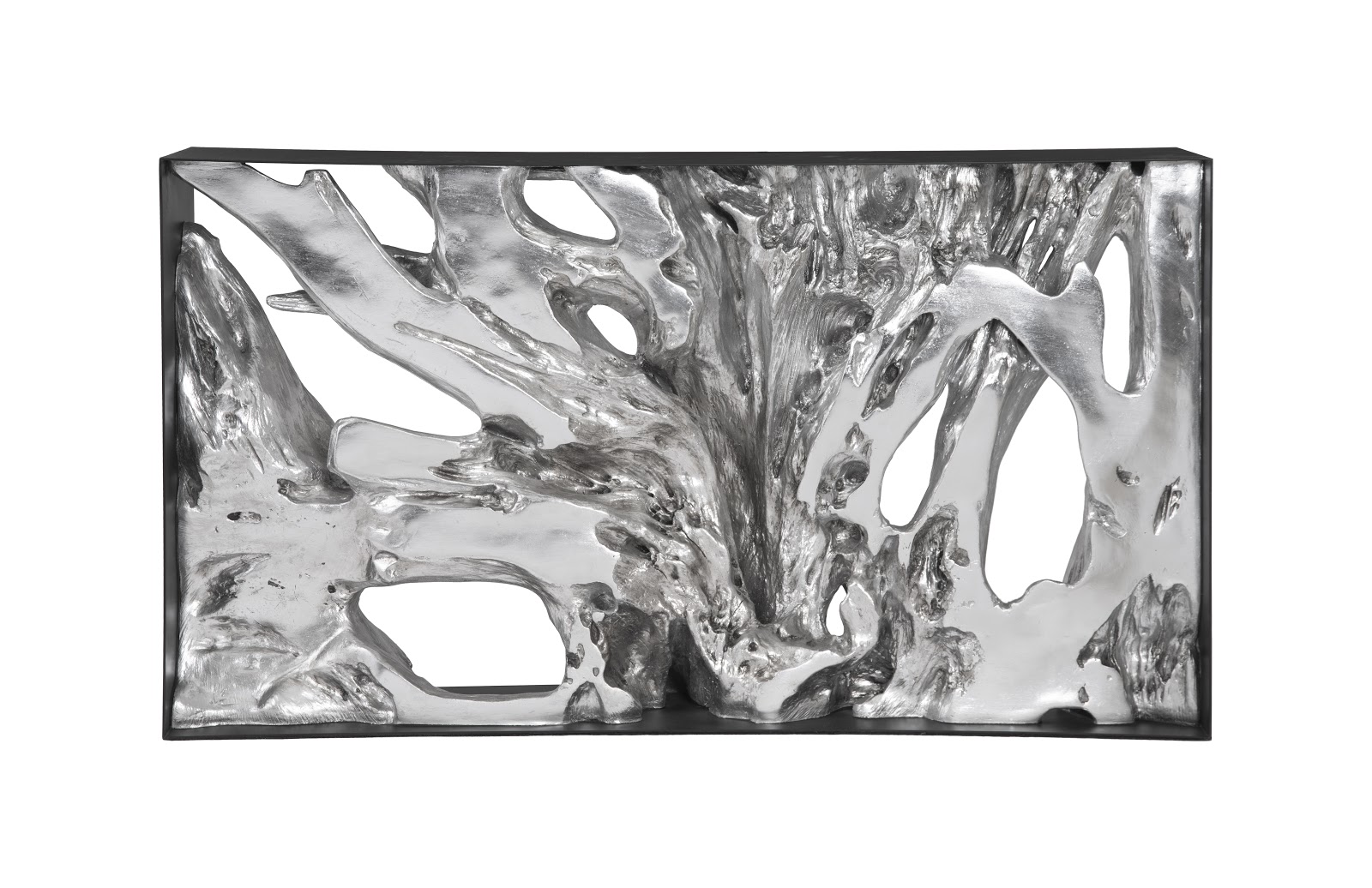Cast Root Console Table, Resin, Silver Leaf | Wall Accents