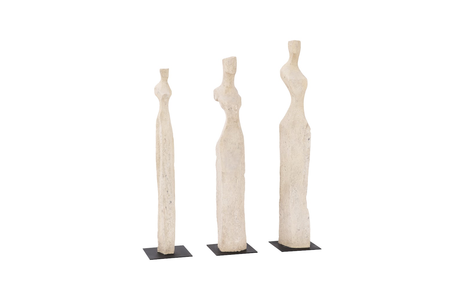 Cast Women Sculptures, Roman Stone, Set Of 3 | Decorative Objects