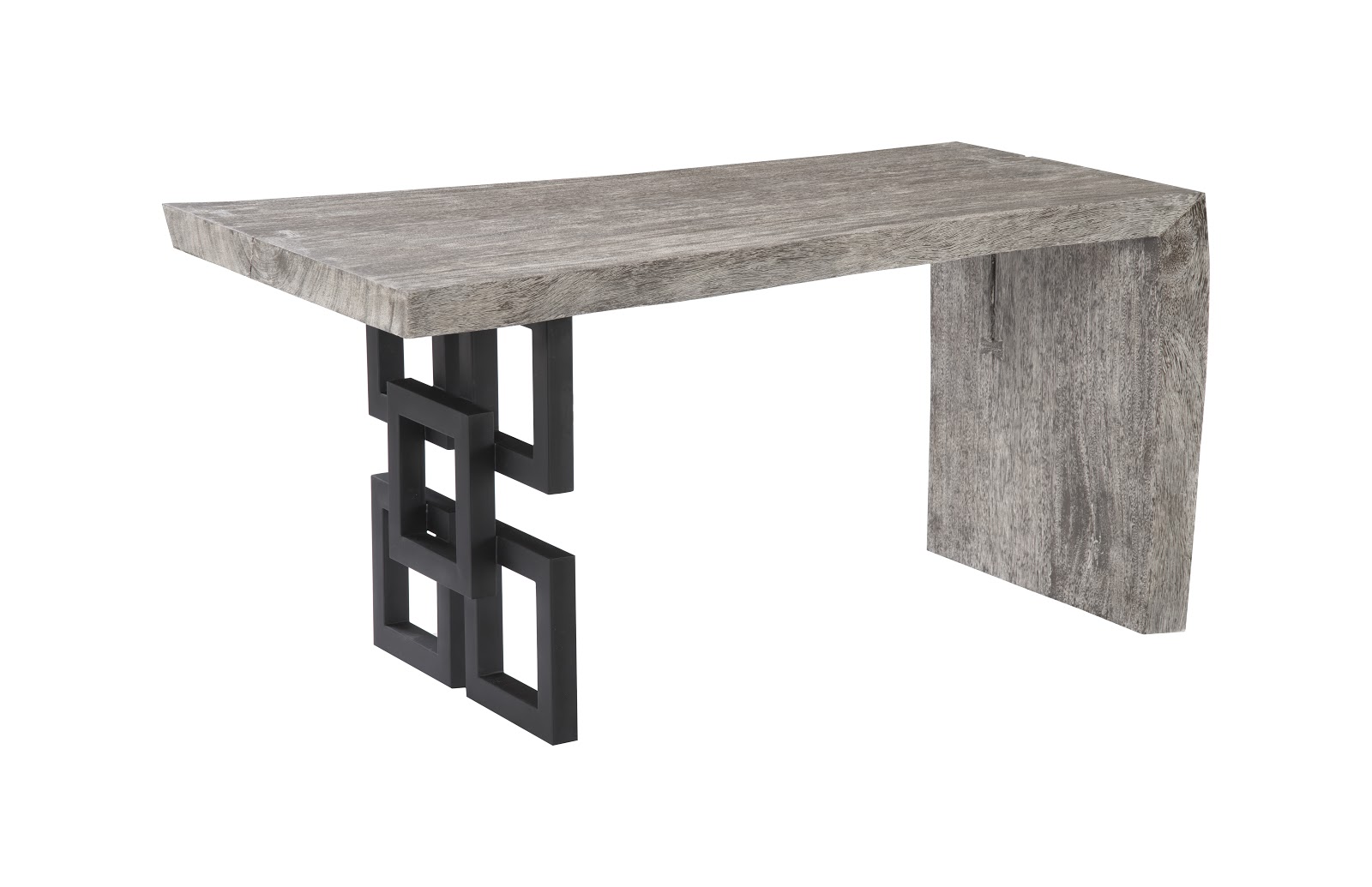 Phillips Collection Waterfall Desk, Grey Stone, Satin Black Overlap Leg ...