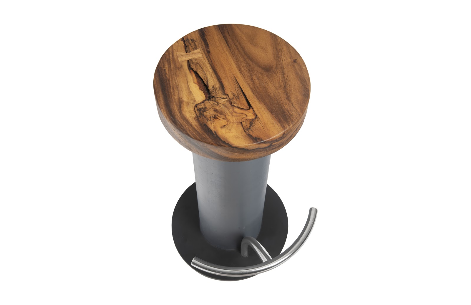Phillips Collection Concrete Bar Stool, Chamcha Wood Top, Stainless ...