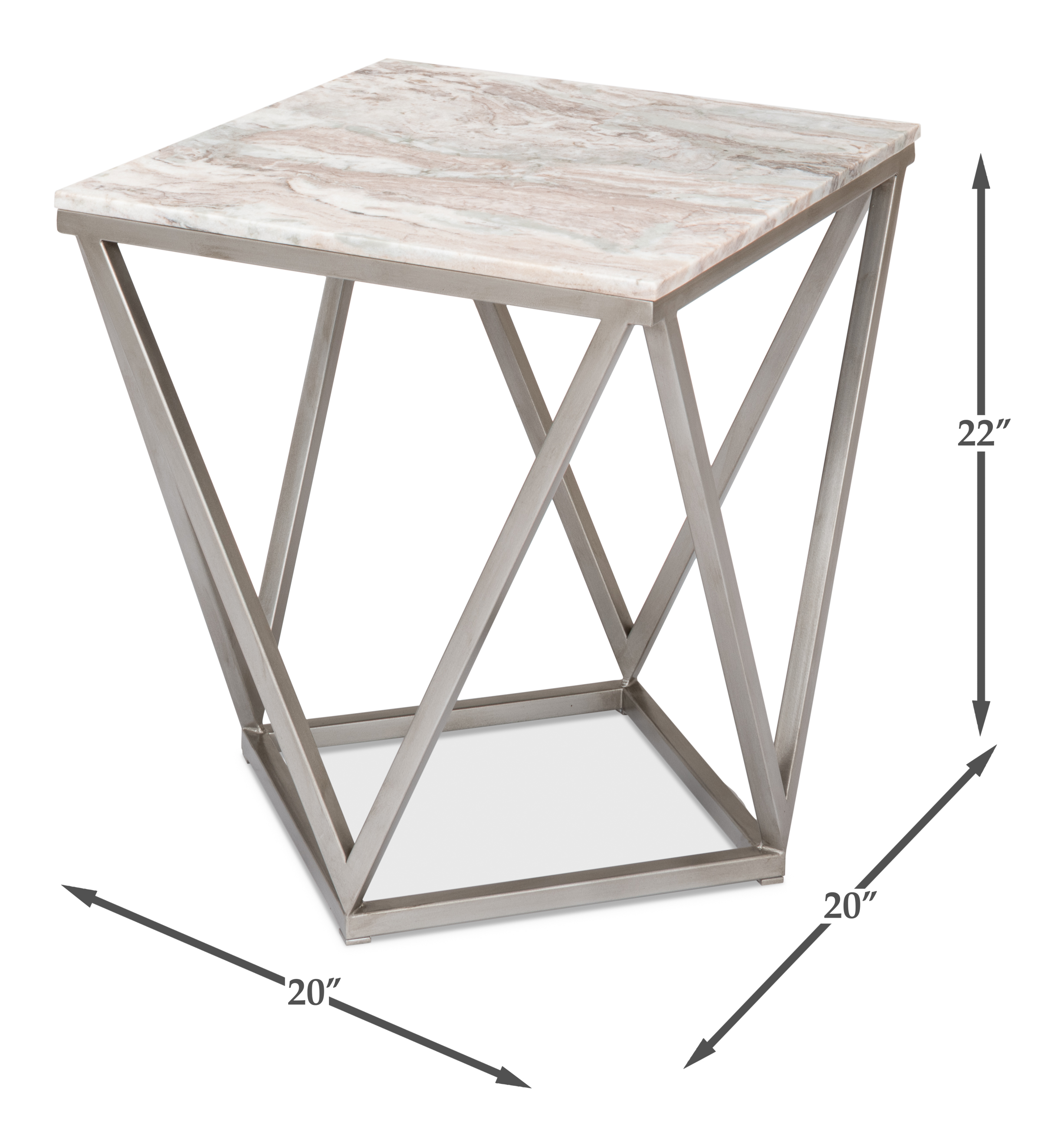 Trapezoid Side Table Marble Top | End & Side Tables