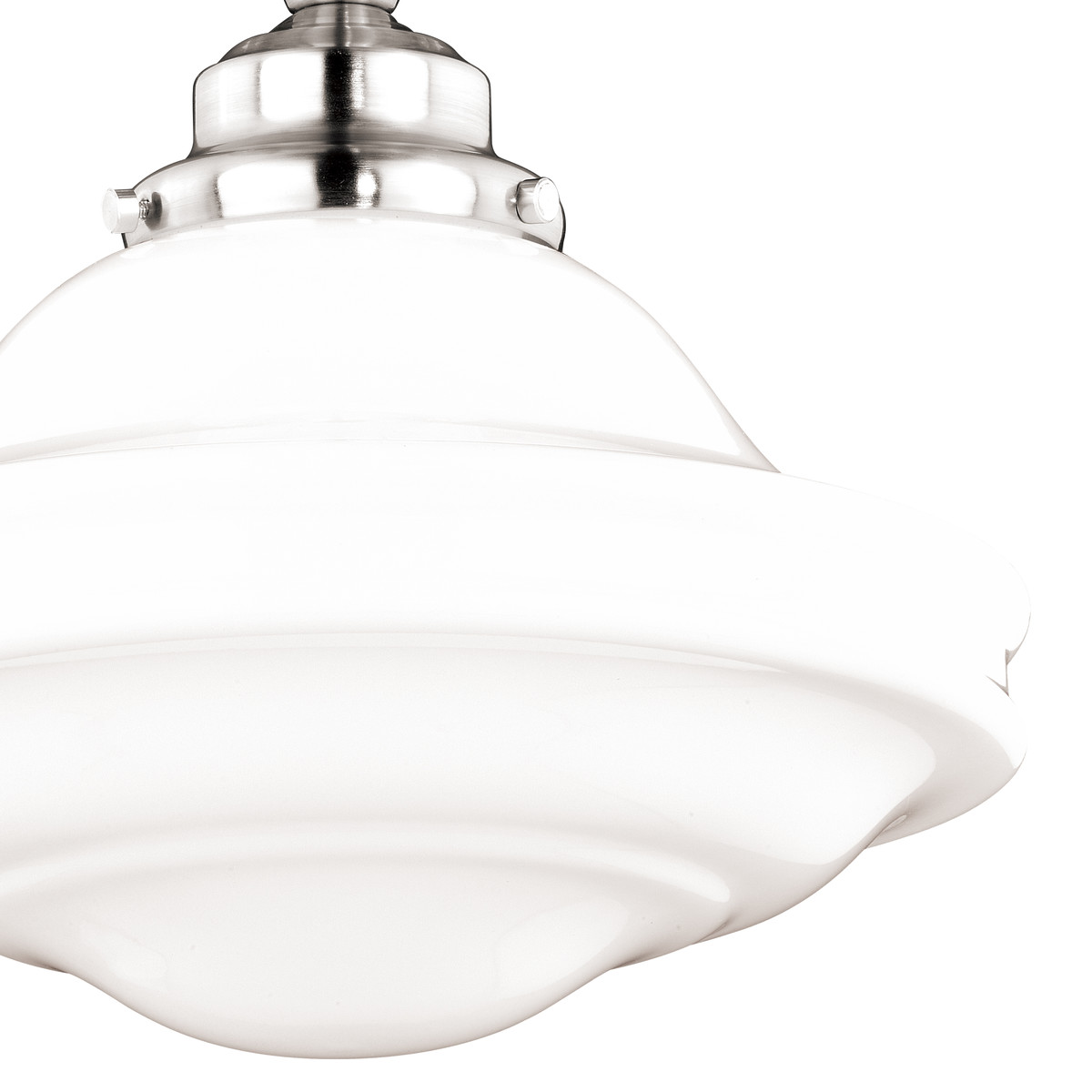 Vaxcel Huntley 12-in W Satin Nickel Farmhouse Schoolhouse Semi Flush ...