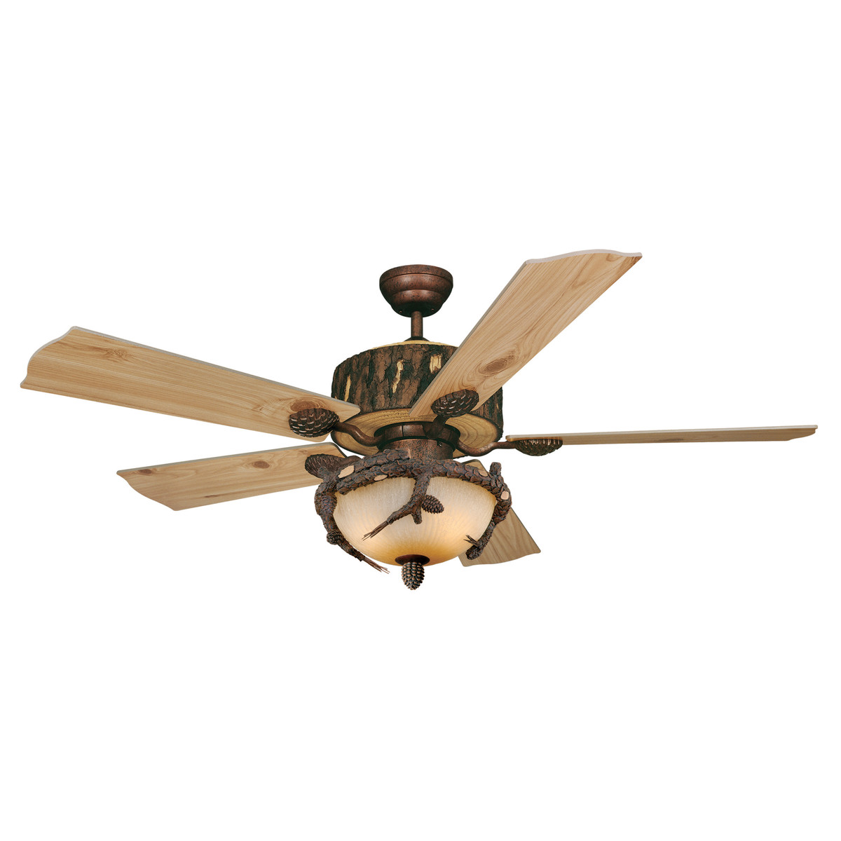 Vaxcel Log Cabin 52-in. Bronze Wood Rustic Ceiling Fan | Fn52265wp ...