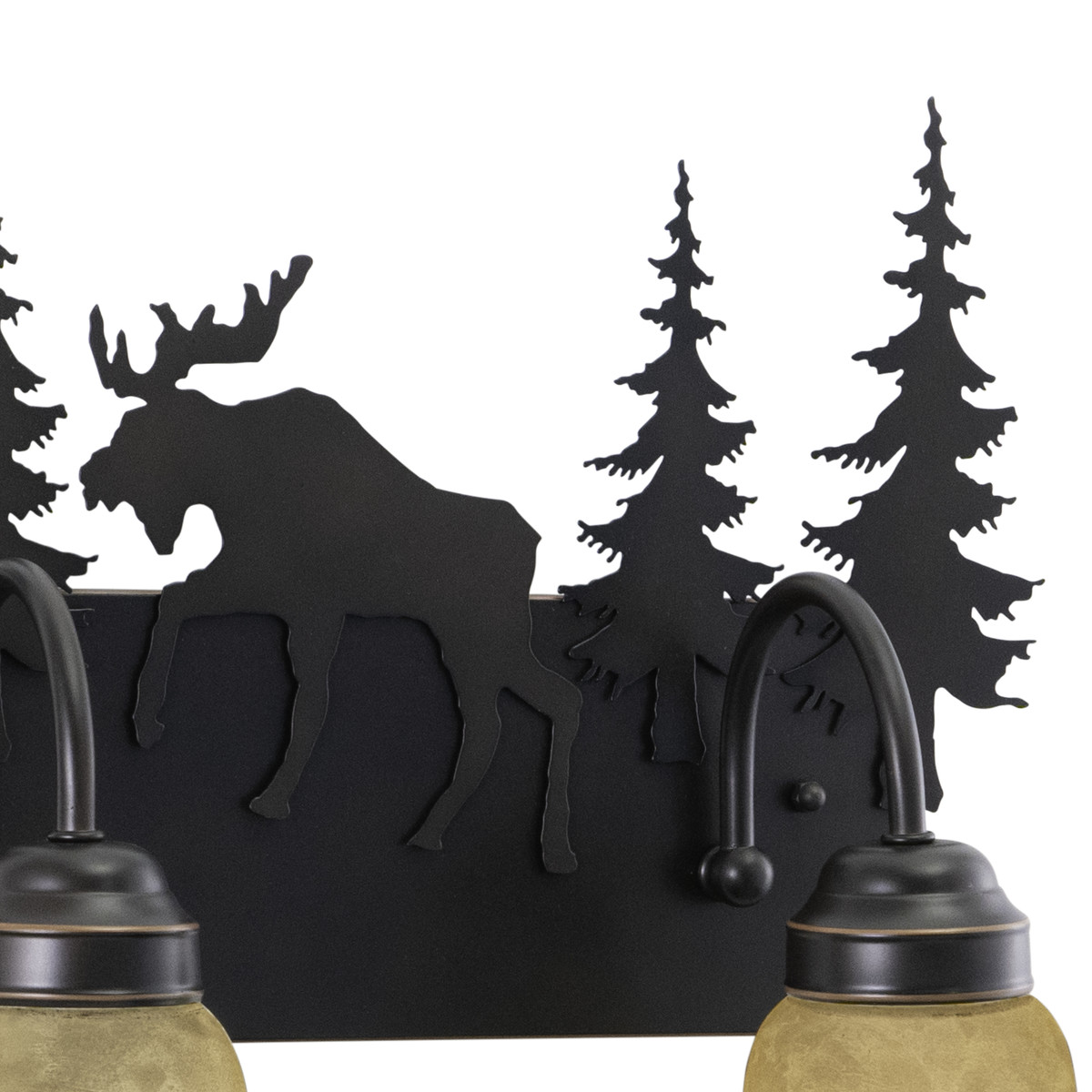 Vaxcel Yellowstone 2 Light Bronze Rustic Moose Bathroom Vanity Fixture ...