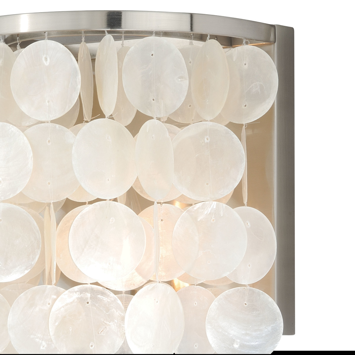 Vaxcel Elsa 1 Light Satin Nickel Capiz Shell Coastal Bathroom Wall ...