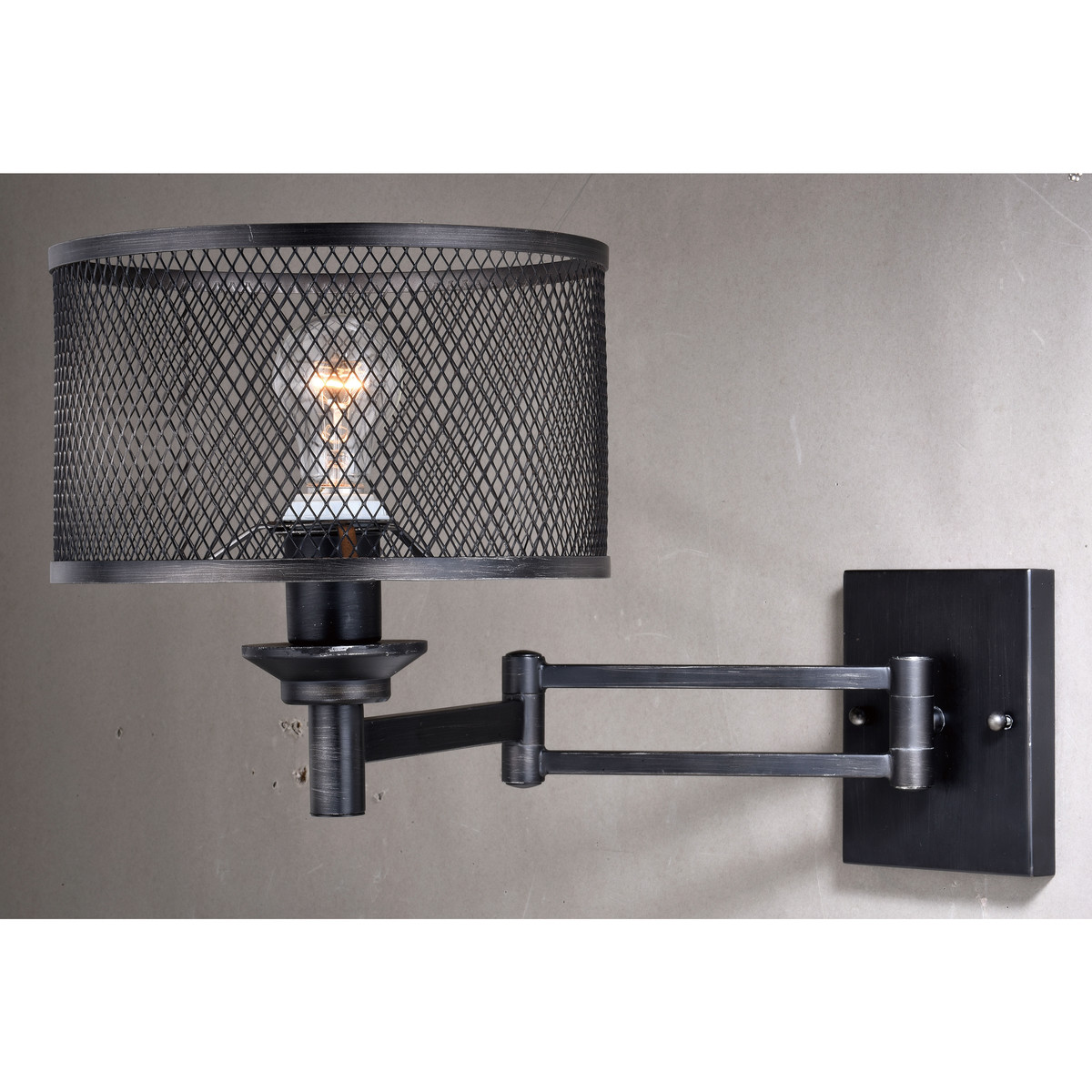 Vaxcel Polk Plug-in Black Motion Sensor Swing Arm Wall Lamp Beige Linen ...